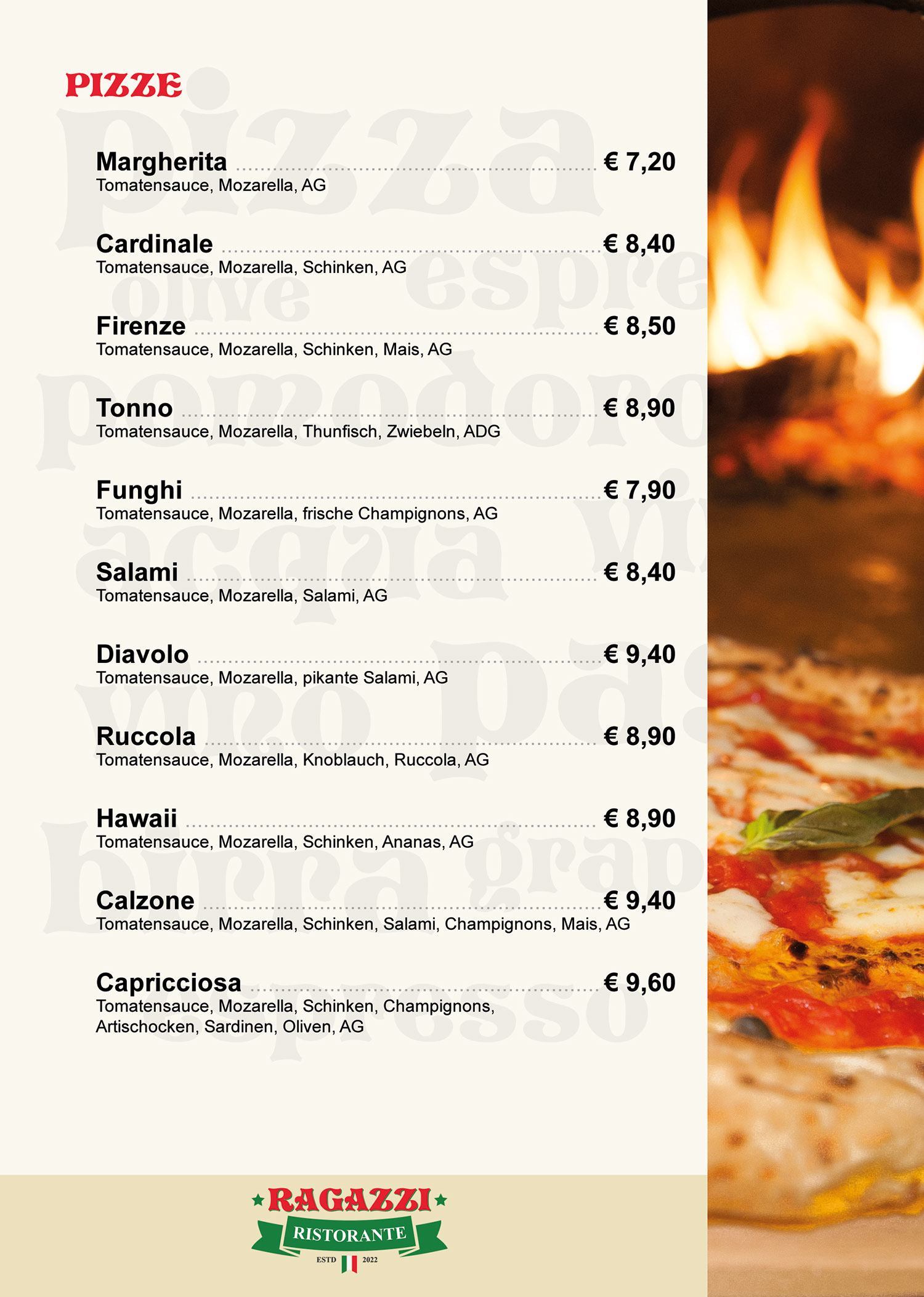 Ragazzi Ristorante, italienisches und griechisches Restaurant